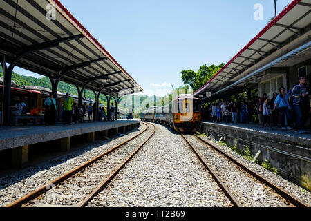 Taipei, Taiwan, 29th, April, 2017. The Shifen railway station, is a ...