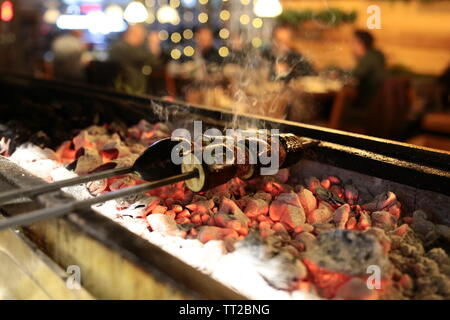 eggplant shish kebab fireside barbeque Stock Photo - Alamy