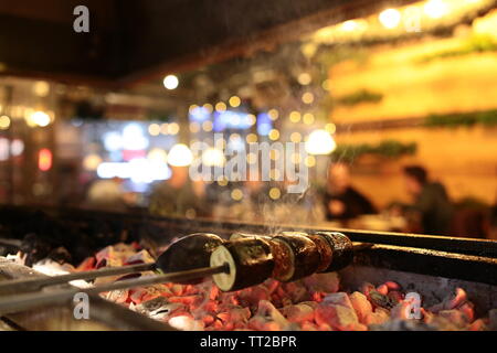 eggplant shish kebab fireside barbeque Stock Photo - Alamy