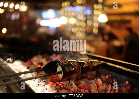 eggplant shish kebab fireside barbeque Stock Photo - Alamy