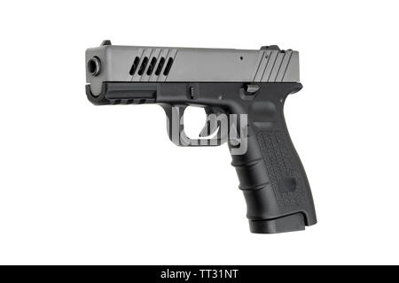 Modern black-gray gun isolate on white background. semi-automatic ...