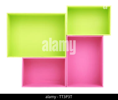 Multicoloured rectangular boxes isolated on white Stock Photo - Alamy