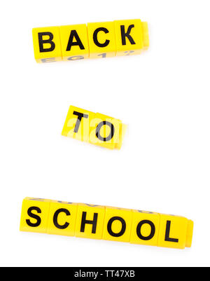 Back to school. Cubes with letters isolated on white background. 3d ...