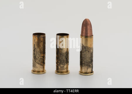 Forensic fingerprint evidence on live and dead 0.38 inch, 9mm, brass ...
