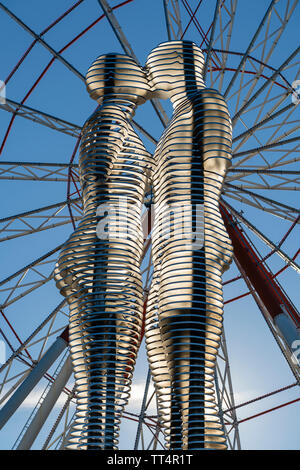 Statue of Ali and Nino on the embankment of Batumi, Georgia, close up ...