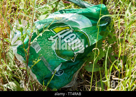 Pollution, remains of plastic film packaging, France Stock Photo - Alamy