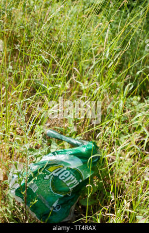 Pollution, remains of plastic film packaging, France Stock Photo - Alamy