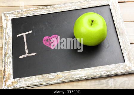 I love apple written on chalkboard, close-up Stock Photo - Alamy