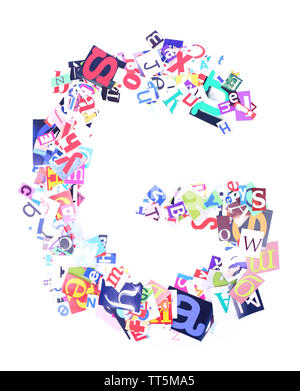 Paper cut letter G. Newspaper cutouts collage. Creative scrapbooking ...