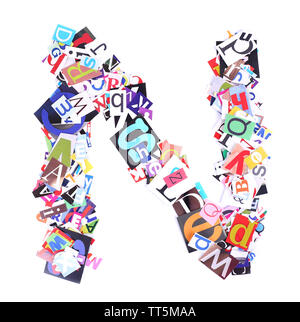 Paper cut letter N. Old newspaper magazine cutouts for creative ...