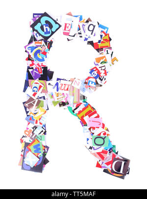 Paper cut letter R. Newspaper cutouts for scrapbooking and crafting ...