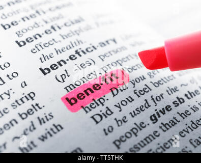 Pink marker highlighting word in dictionary Stock Photo - Alamy