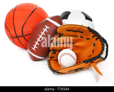 Many different sports balls isolated on white Stock Photo - Alamy