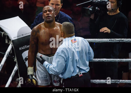 Riga, Latvia. 15th of June, 2019. Cuban boxer Yunier Dorticos (L) and ...