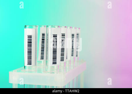 Empty test tubes on light blue background. Laboratory glassware Stock ...