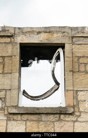 melted upvc windows damaged by heat during fire - UK Stock Photo - Alamy