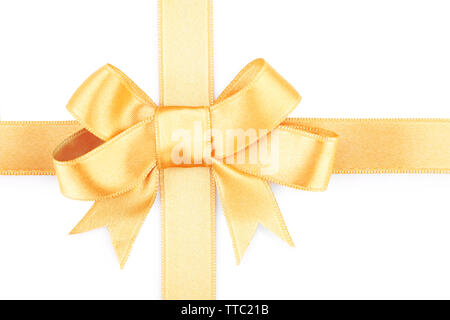 peach ribbon with bow isolated on white background, template Stock ...