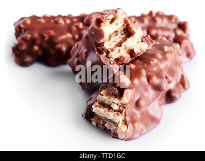 broken crispy candy bars, isolated on white Stock Photo - Alamy