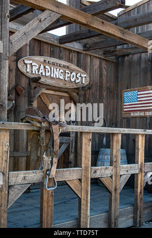 Pioneertown Trading Post wooden building in California, USA Stock Photo ...