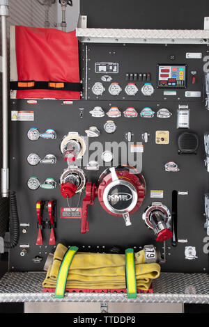 Dials and controls on a fire truck Stock Photo - Alamy