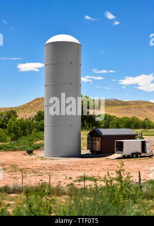 This is a concealed cellular tower. Three-carrier silo in Santa Clara ...