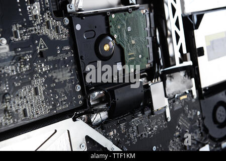 Disassembled computer monitor with internal components, isolated on ...