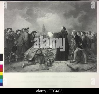 Martin Luther burning Papal Bull from Leo X excommunicating him in 1521 ...