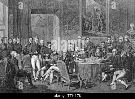 CONGRESS OF VIENNA 1814-1815 with Metternich standing at left in Stock ...
