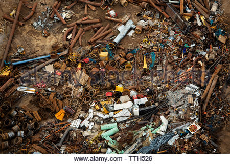 Scrap metal junk yard in Nuremburg Germany with a crane and large Stock ...