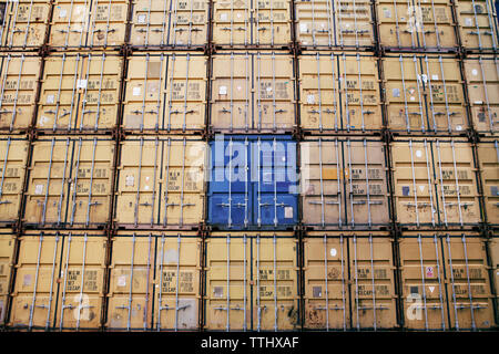 Stack of Cargo Shipping containers in Port, Colourful wall of Freight ...