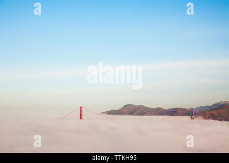 Cloudscape covering the Golden Gate Bridge in California Stock Photo ...