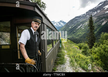 Aboard the White Pass Yukon Route Railroad from Skagway Alaska on ...