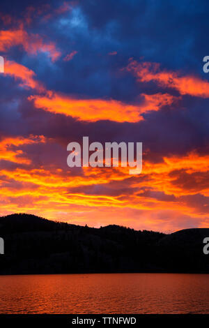Hauser Reservoir sunrise, Black Sandy State Park, Montana Stock Photo ...