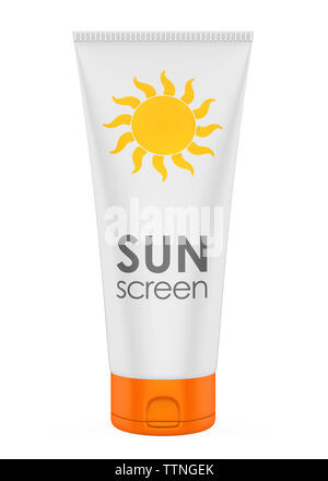 Sun screen cream, oil and lotion containers. Sun protection and suntan ...