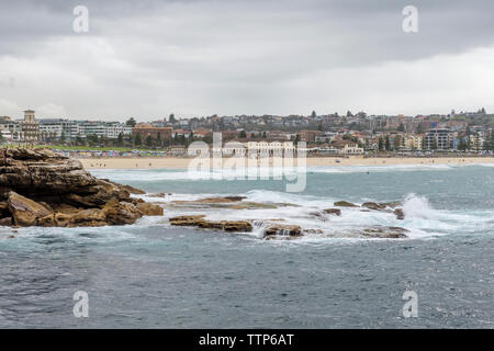 A surfer at Bondi Beach, Australia, on Saturday morning having fun and ...