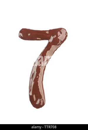 Silhouette of drawn chocolate figure seven, isolated on white Stock ...