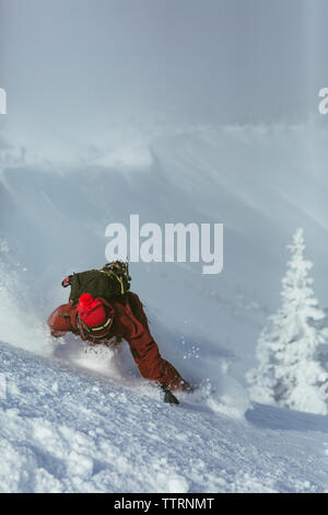 The snow falling on hiker in Fanes mountain Dolomites winter panorama ...
