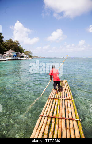 JAMAICA, Port Antonio. Local boatman Danny at the Blue Lagoon Stock ...