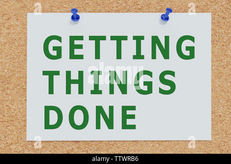 3D illustration of GETTING THINGS DONE on cork board Stock Photo - Alamy
