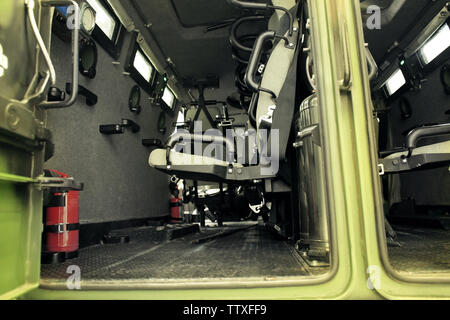 View of open military medical vehicle Stock Photo - Alamy