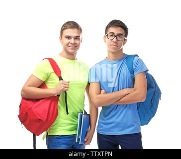 Classmates on white background Stock Photo - Alamy