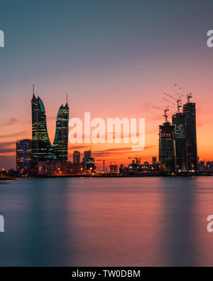 Skyline of Manama during sunset, Bahrain Stock Photo - Alamy