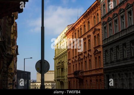 Colourful apartment blocks in Zizkov, Prague, The Czech Republic Stock ...