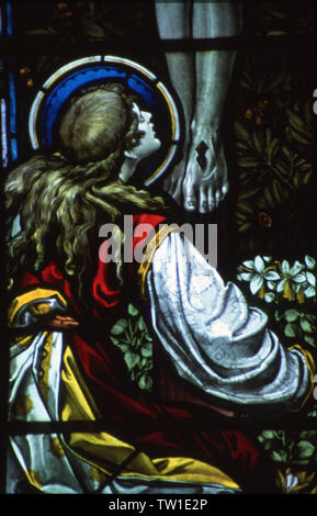 Stained glass window, Mary Magdalan, St Lawrence, Bradfield, Essex, UK ...