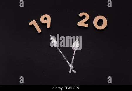 2019-2020 change with clock dial represents coming new year 2020, three-dimensional rendering ...