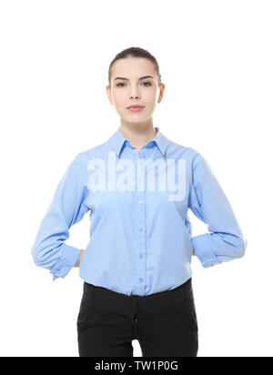 Beautiful security guard on white background Stock Photo - Alamy