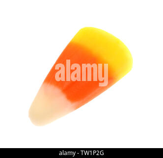 Halloween candy-corn on a white background Stock Photo - Alamy
