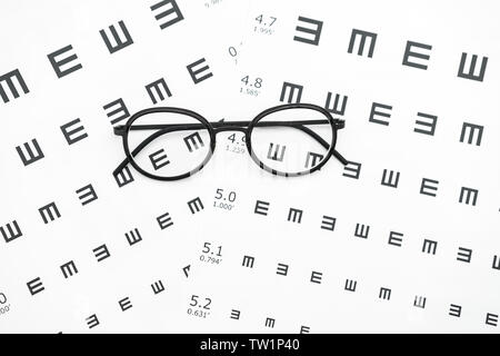 Black glasses and visual meter on white background Stock Photo - Alamy