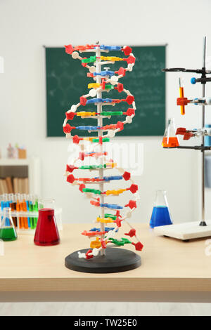 Workplace with different tools in chemistry class Stock Photo - Alamy