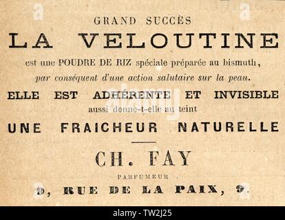 LA VELOUTINE. PUBLICITÉ ANCIENNE. 1871 Stock Photo - Alamy